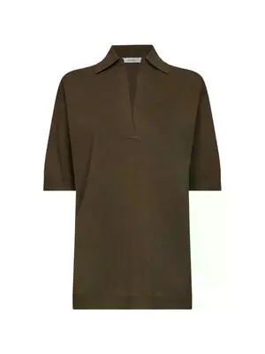 Max Mara Milano-knit Polo-collar Top - Brown