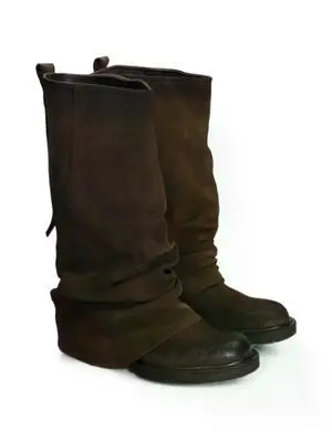 METISSE Slouchy-effect Distressed-finish Boots - Brown