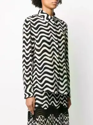 Stella McCartney Wave-print Long-sleeve Shirt