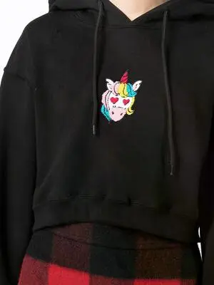 IRENEISGOOD Unicorn-patch Cropped Hoodie