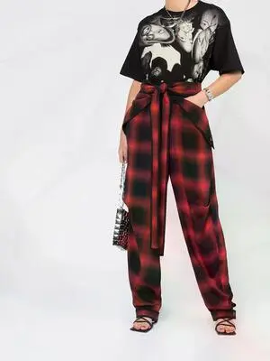 Stella McCartney Bessie Check Silk Trousers
