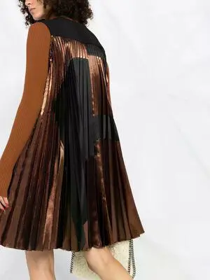 Stella McCartney Metallic-panel Pleated Dress