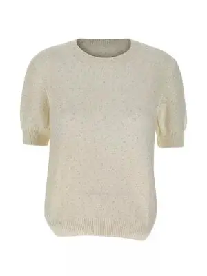 GRAN SASSO Sequin-embellished Short-sleeve Sweater - Neutrals
