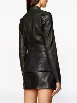 DIESEL® Sheepskin Leather Jacket With Logo Patch