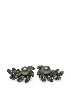 Tory Burch Clustered Crystal Pearl Earrings - Black