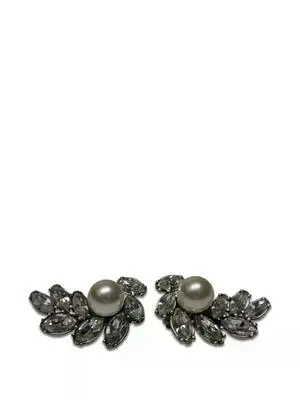 Tory Burch Clustered Crystal Pearl Earrings - Black