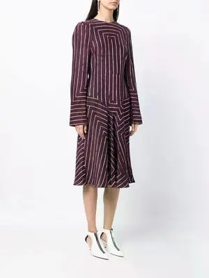 Stella McCartney Striped Silk Midi Dress