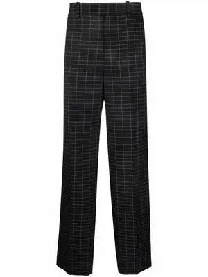 Off-White Grid Pattern Straight Leg Trousers