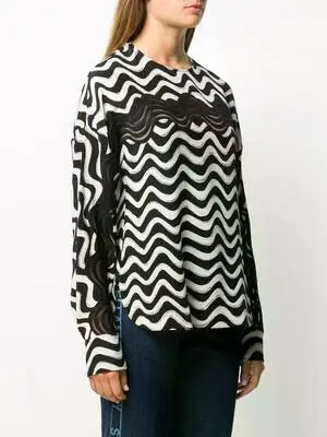 Stella McCartney Draped Sleeves Wave Print Blouse