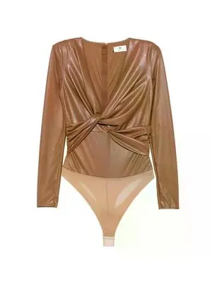 Elisabetta Franchi Twist-detail V-neck Bodysuit - Brown