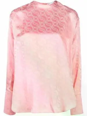 Stella McCartney Geometric-pattern Long-sleeved Blouse - Pink