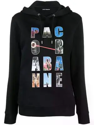 Rabanne Logo-print Drawstring Hoodie - Black