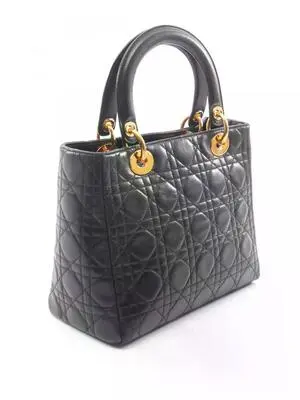 Dior Medium Lambskin Cannage Lady Satchel - Black