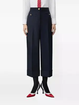 Thom Browne Hopsack Suiting Trousers With Signature Rwb Tab