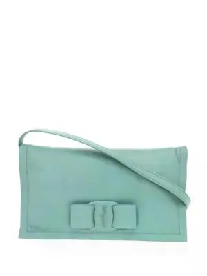 FERRAGAMO Mini Padded Leather Viva Bow Crossbody Bag - Blue