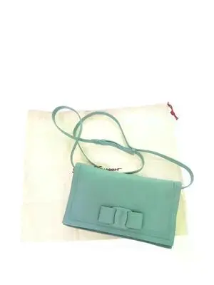 FERRAGAMO Mini Padded Leather Viva Bow Crossbody Bag - Blue