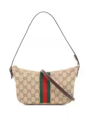 Gucci 20th Century Small Gg Canvas Web Lunetta Satchel - Neutrals
