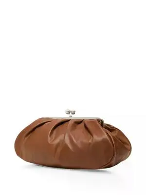 Max Mara Large Pasticcino Leather Clutch Bag - Brown