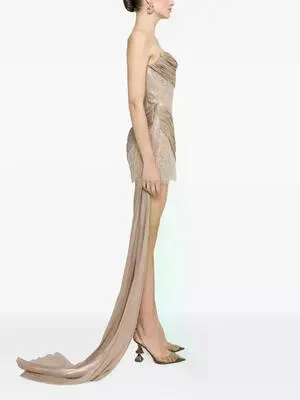 NISSA Sequin-detail Lace Mini Dress - Neutrals