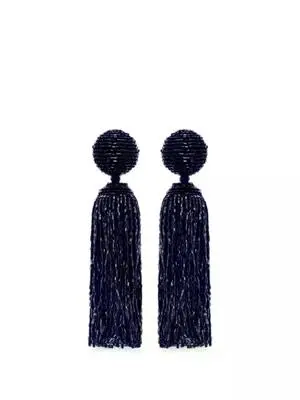 Oscar De La Renta Beaded Tassel Earrings - Blue