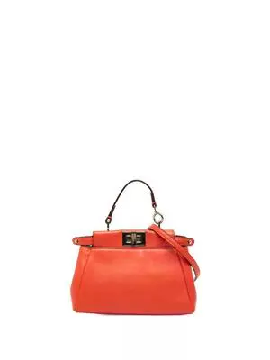 Fendi 2010-2026 Micro Leather Peekaboo Satchel - Orange