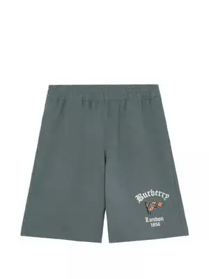 Burberry Check-flag Cotton Shorts - Blue