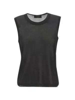 GRAN SASSO Lurex-knit Ribbed-trim Top - Black