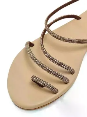 MC2 SAINT BARTH Ring Strass-embellished Wrap-around Flat Sandals