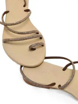 MC2 SAINT BARTH Ring Strass-embellished Wrap-around Flat Sandals