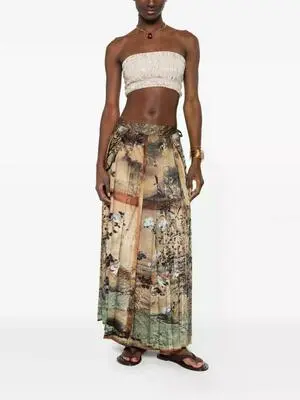 PIERRE-LOUIS MASCIA Landscape Print Pleated Maxi Skirt