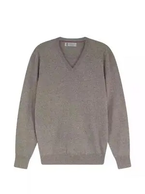 Brunello Cucinelli V-neck Cashmere Sweater - Neutrals