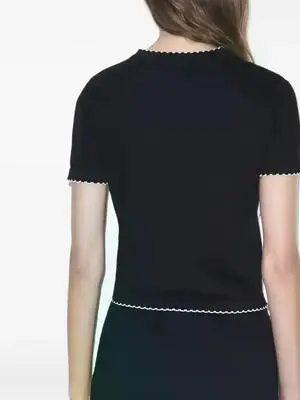 Tory Burch Scalloped-trim Knitted T-shirt