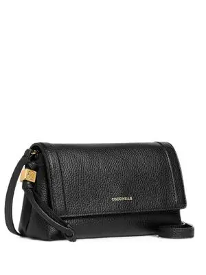 COCCINELLE Thess Grained Leather Shoulder Bag - Black