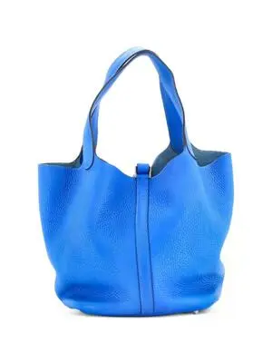 Hermès Picotin Lock Bag Clemence Mm Bucket Bag - Blue