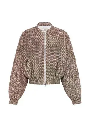 CAYET Rose Geometric-print Bomber Jacket - Brown
