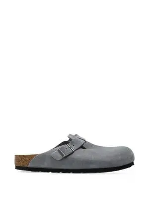 BIRKENSTOCK Boston Buckle-fastening Suede Mules - Grey