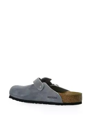 BIRKENSTOCK Boston Buckle-fastening Suede Mules - Grey