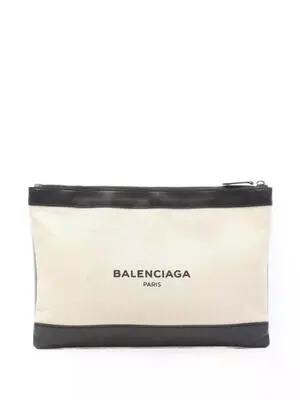 Balenciaga 2000s Navy Clip M Clutch Bag - Neutrals