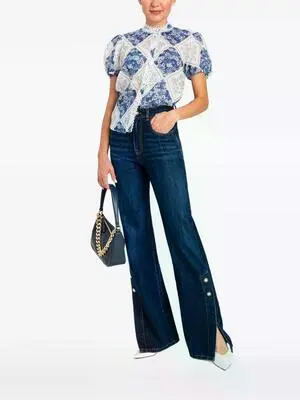 TWINSET Rombi Floral-print Puff-sleeve Blouse - Blue