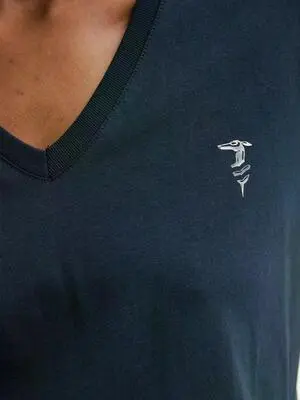 TRUSSARDI Logo-print V-neck T-shirt