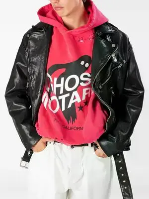 HTC LOS ANGELES Melrose Stud-embellished Belted Leather Jacket
