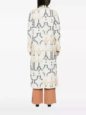 FORTE_FORTE Geometric-pattern Fringed-trim Coat