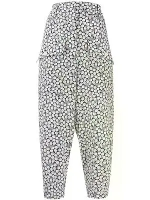 Stella McCartney Orange-print Cropped Trousers - Blue