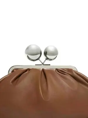 Max Mara Medium Pasticcino Sphere-clasp Leather Clutch Bag - Brown