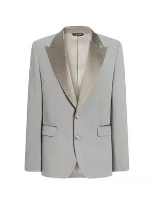 Dolce & Gabbana Sicilia Light Single-breasted Micro-rib Tuxedo Jacket - Grey