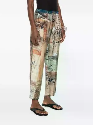 PIERRE-LOUIS MASCIA Aloe Landscape-print Drawstring Trousers