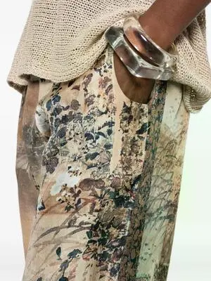 PIERRE-LOUIS MASCIA Aloe Landscape-print Drawstring Trousers
