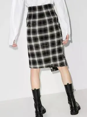 Off-White Check-print Asymmetric Pencil Skirt