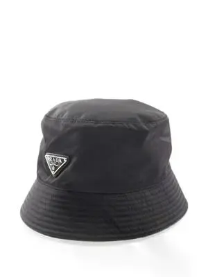 Prada 2010s Logo-plaque Bucket Hat - Black