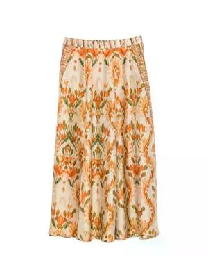 PIERRE-LOUIS MASCIA Aloe Ikat-print Midi Skirt
